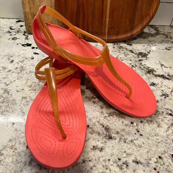 CROCS | Shoes | Crocs Womens T Strap Jelly Thong Flip Flop Sandals ...